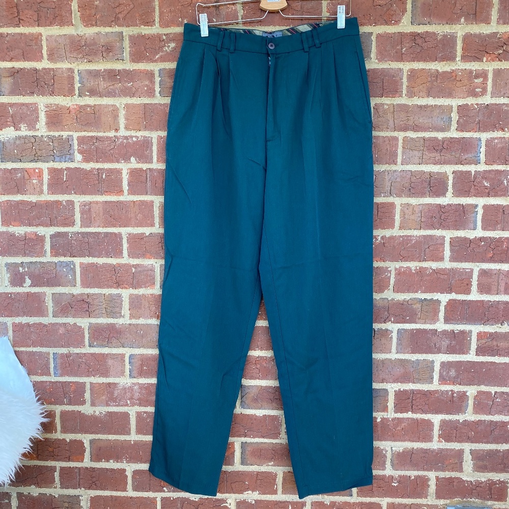 Vincente Nesi Vintage Bugle Boy Green Pleated Chinos … - Gem
